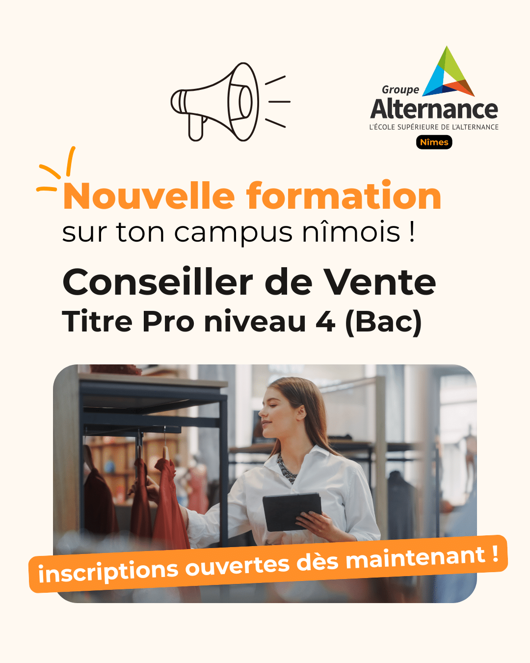 Formation Conseiller de vente chez Groupe Alternance Nîmes